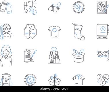 Fashion production outline icons collection. Clothing, Manufacture ...