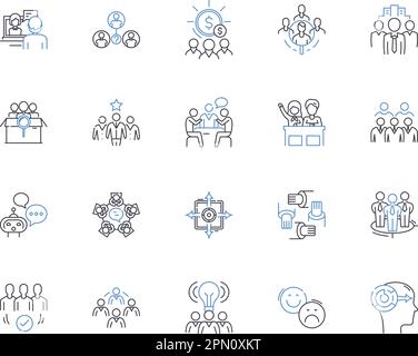 Teambuilding basics outline icons collection. Teamwork, communication ...