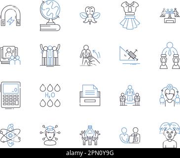 Educational process outline icons collection. Learning, Teaching, Assessing, Training, Studying ...