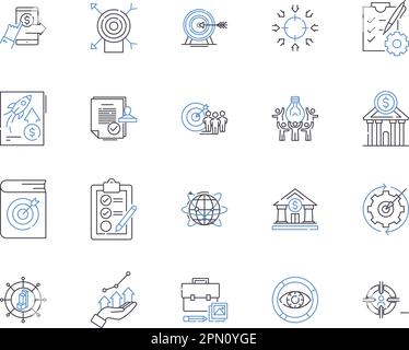 Collaborative management outline icons collection. Cooperation ...