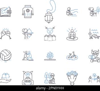 Acitve and handmade hobbies outline icons collection. Crafting ...