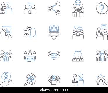 Interdependence bond line icons collection. Collaboration, Trust ...