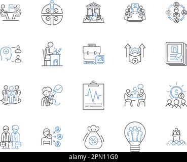 Staff deployment line icons collection. Allocation, Assigning ...