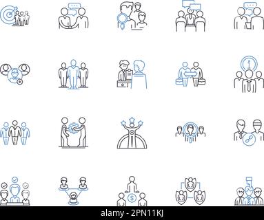 Team building outline icons collection. Teamwork, Collaboration ...