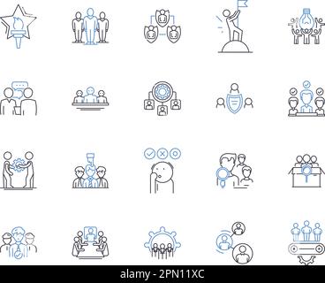 Collaborators outline icons collection. Partners, Teammates, Colleagues ...