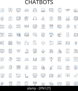Chatbots outline icons collection. Chatbots, AI, Automation, Bot, Conversational, Dialogflow ...