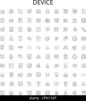 Utilities icons set. Outline set of utilities vector icons neon color ...