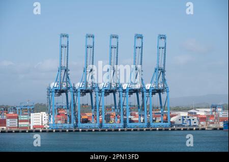 Colon, Panama - April 2, 2023: Views of a container port at Colon in ...