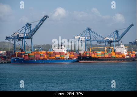 Colon, Panama - April 2, 2023: Views of a container port at Colon in ...
