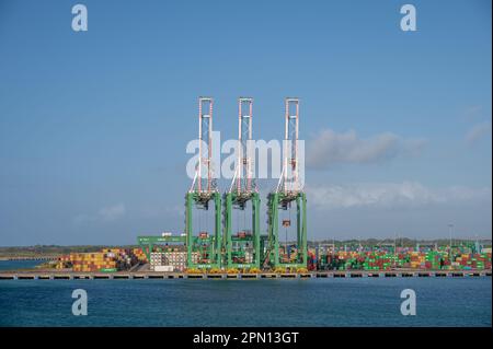 Colon, Panama - April 2, 2023: Views of a container port at Colon in ...