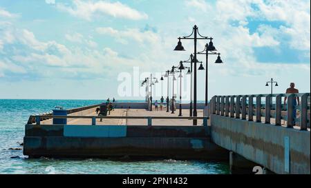 deck pier promenade with street lamp at seaside. deck pier promenade ...