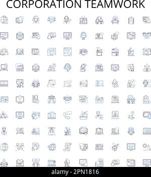 Coordination line icons collection. Synchronization, Collaboration ...