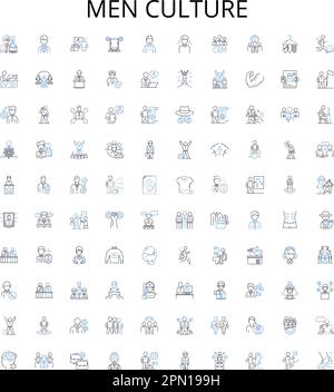 Men culture outline icons collection. Masculinity, Tradition, Identity ...