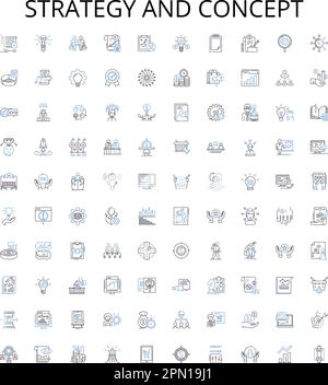 Planning icons set. Planning Blueprint, Strategy Map, Pathway Plan ...