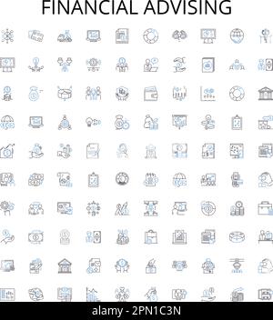 Financial advising outline icons collection. Financial, Advising ...