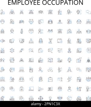 Staff deployment line icons collection. Allocation, Assigning ...