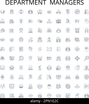 Department managers outline icons collection. Managers, Department ...