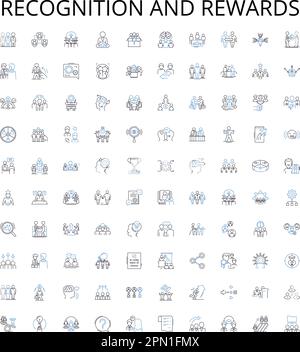 Recognition and rewards line icons collection. Appreciation ...