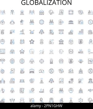 Globalization outline icons collection. Internationalization ...