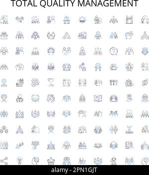 Total Quality Management outline icons collection. TQM, Quality ...