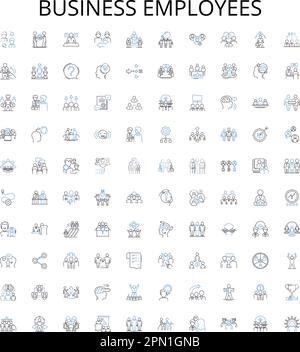 Business employees outline icons collection. Workers, Staff, Associates ...