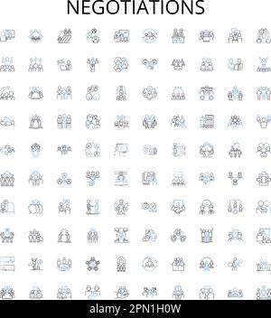 Settlement line icons collection. Compromise, Agreement, Resolution ...