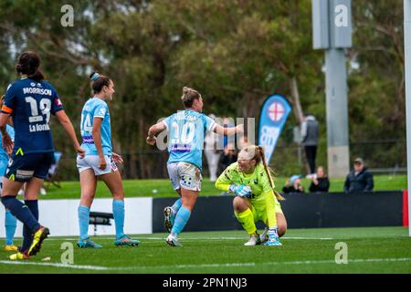 Cranbourne East, Australia. 15 April 2023. Melbourne Victory Goalkeeper ...