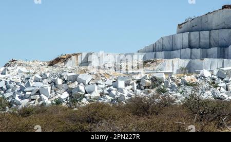 Blocks of marble on the hillside by the rock they've been cut from ...