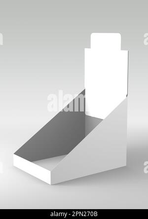 RECTANGULAR COUNTER DISPLAY BOX MOCKUP OPENED ISOLATED ON WHITE ...