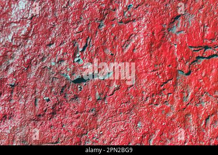 Grunge texture. Mortar-covered red brick wall with very old and cracked ...