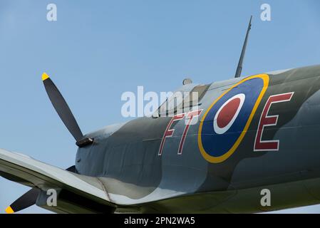 Supermarine Spitfire Mk XVI gate guardian at the RAF Museum in North ...