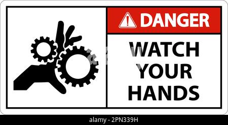 Danger Sign Watch Your Hands And Fingers Stock Vector Image & Art - Alamy