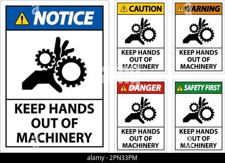 Warning Sign Keep Hands Out Of Machinery Stock Vector Image & Art - Alamy
