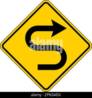 Warning Sign Double Curve Symbol On White Background Stock Vector Image ...