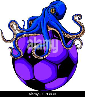 vector illustration of octopus wrapped around a soccer ball Stock ...