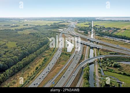 Aerial from junction Muiderberg with the A1 in the Netherlands Stock ...