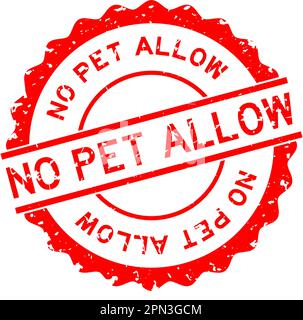 Grunge red no pet allow word hexagon rubber seal stamp on white ...