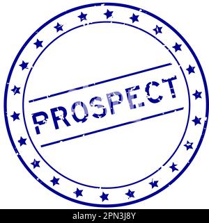 Grunge blue expectation word round rubber seal stamp on white ...