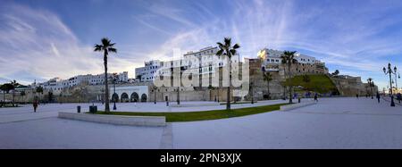 Morocco: ancient walls and skyline of Tangier old town, the door of ...
