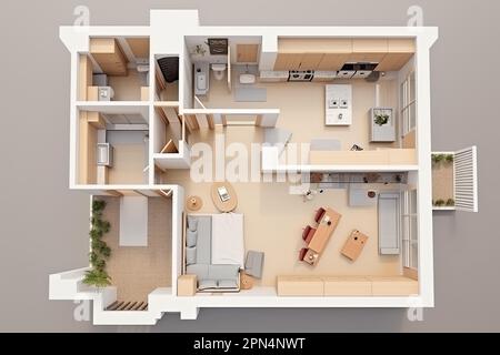 Property plan schematic representation in two colors from above Stock ...