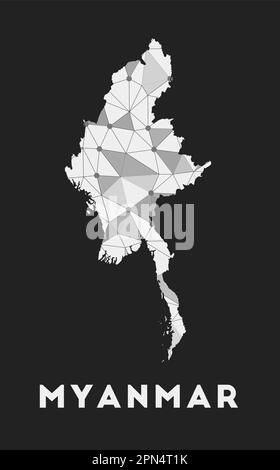Network map of Myanmar. Country digital connections map. Technology ...