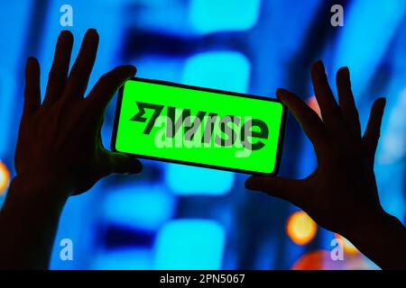 In this photo illustration, the Wise logo is displayed on a smartphone ...