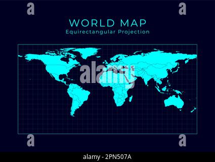 Map of The World. Equirectangular (plate carree) projection. Globe with ...