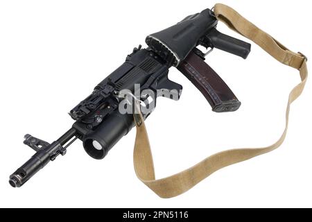 Modern kalashnikov 5.45x39 mm AK 74M assault rifle with 40 mm ...