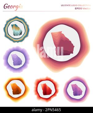 Georgia logo. Badge of the US state. Layered circular sign around ...