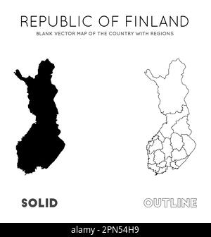 Vector blank map of Finland with regions or counties and administrative ...