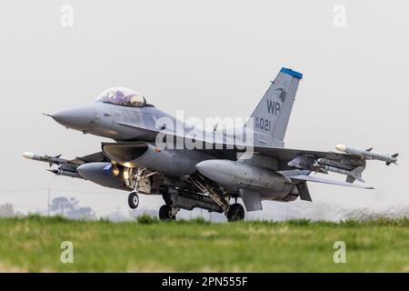 An 8th Tactical Fighter Wing F-16 Fighting Falcon aircraft releases ...