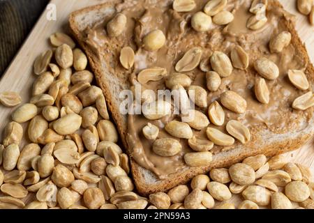 Chocolate peanut paste for a quick breakfast, peanut paste made from ...