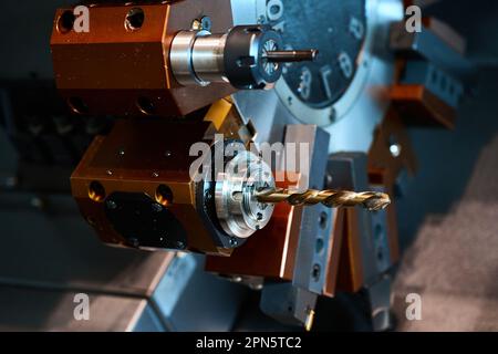 Capstan turret with drills of lathe machine at factory Stock Photo - Alamy
