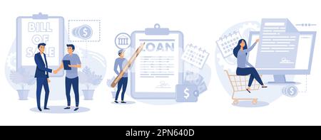 Banking documents concept, Bill of sale, loan disbursement, prepayment ...